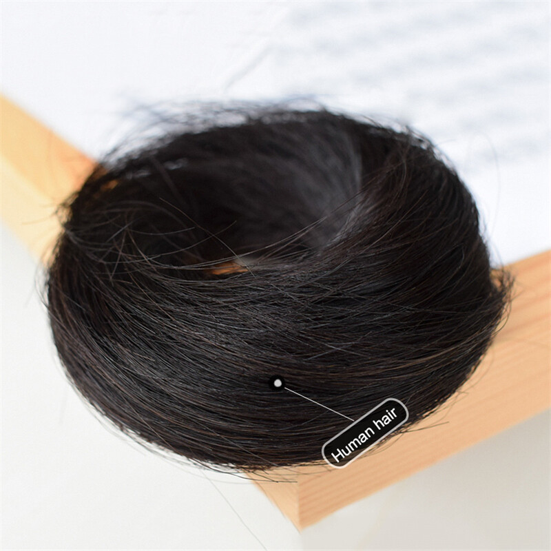 Men Alpha 100% Remy Human Hair Buns Half Circle Hair ball Fluffy Buns ...