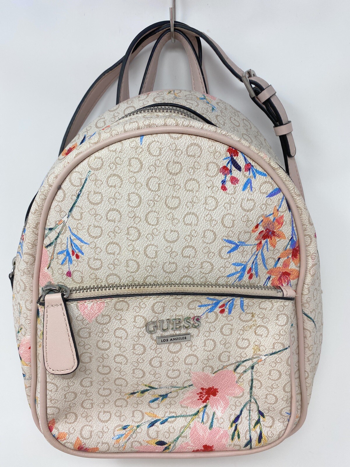 GUESS Floral Beige Light NUDE PINK Backpack Purse LOG… - Gem