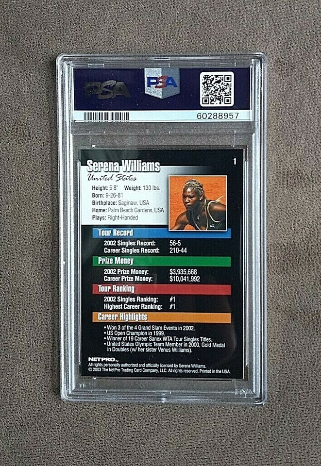2003 Netpro Tennis Serena Williams Rookie Card #1 ~ PSA Graded 8.5 NM ...