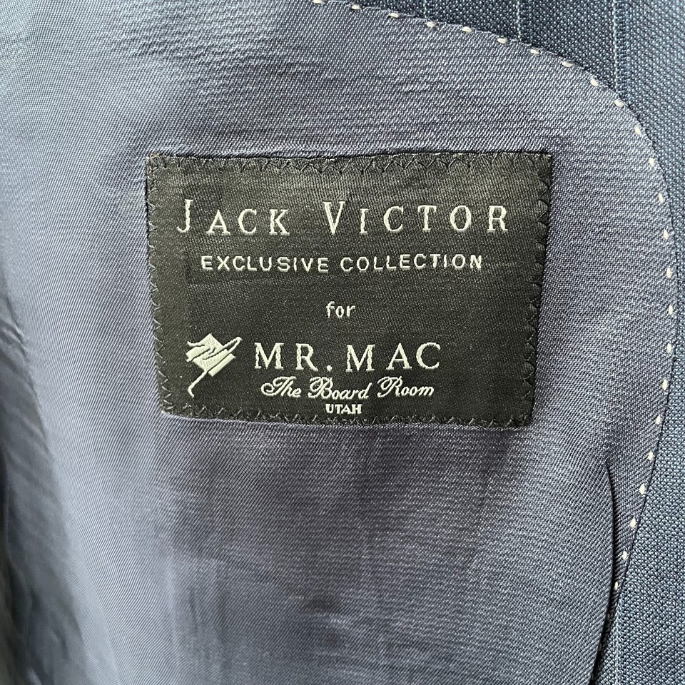 Jack Victor Blue Pinstripe Wool Fully Lined Mens 2pc Swanky Suit Size ...