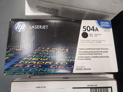 HP 504A CE250A Black LaserJet Toner Cartridge OEM Sealed Original ...
