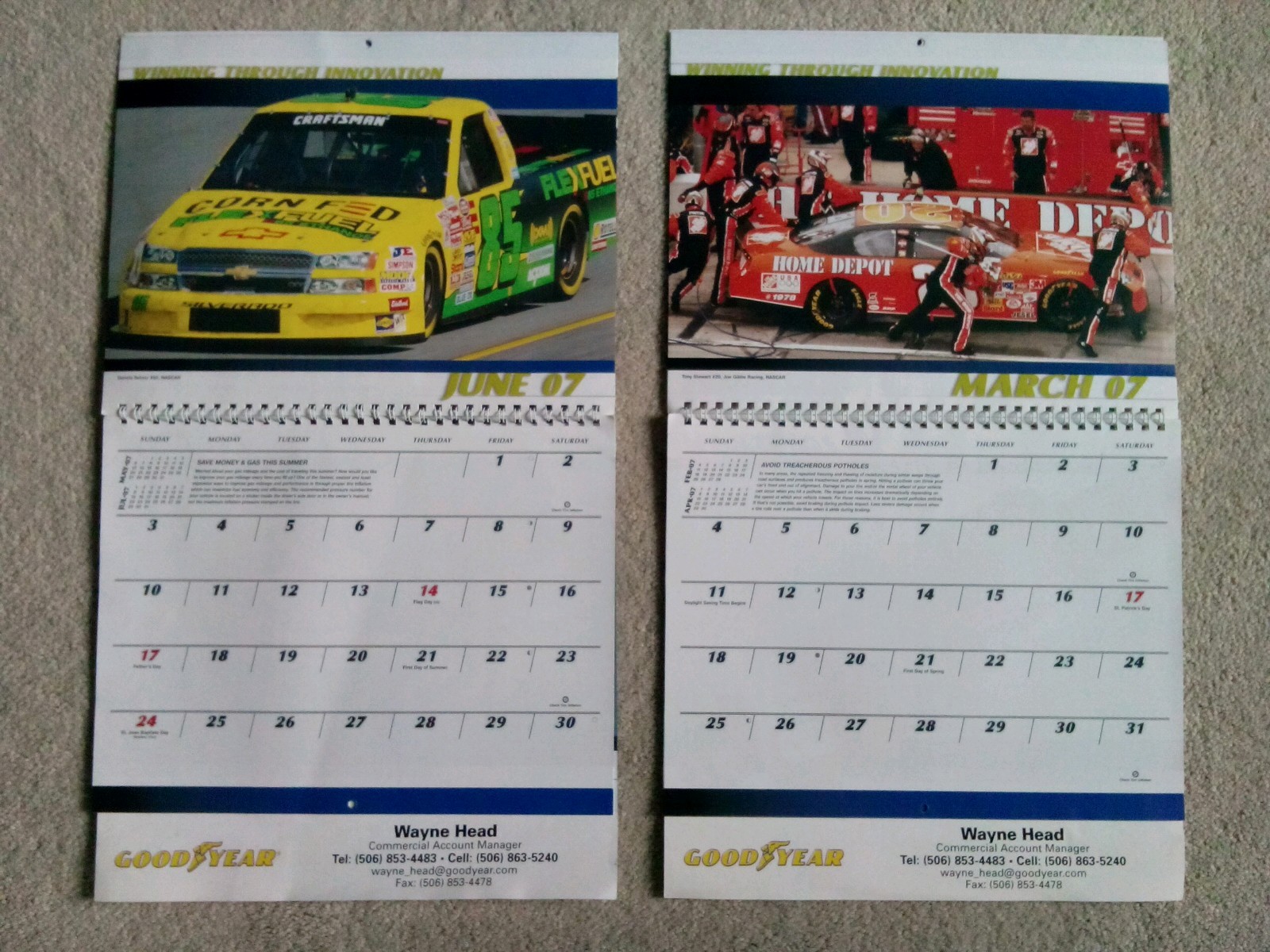 Lot of 7 Vintage Motorsports Calendars (1) 2006, (2) 2007, (4) 2008 ...