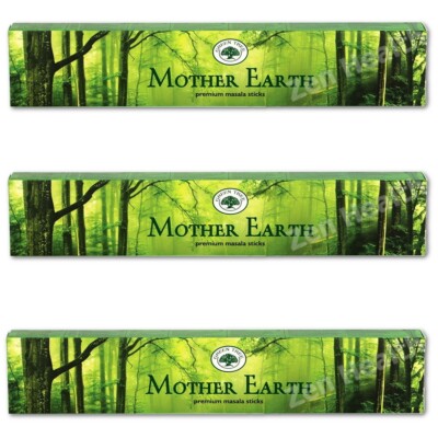 3 x Mother Earth Masala Incense Joss Stick Packs Green Tree Balancing ...