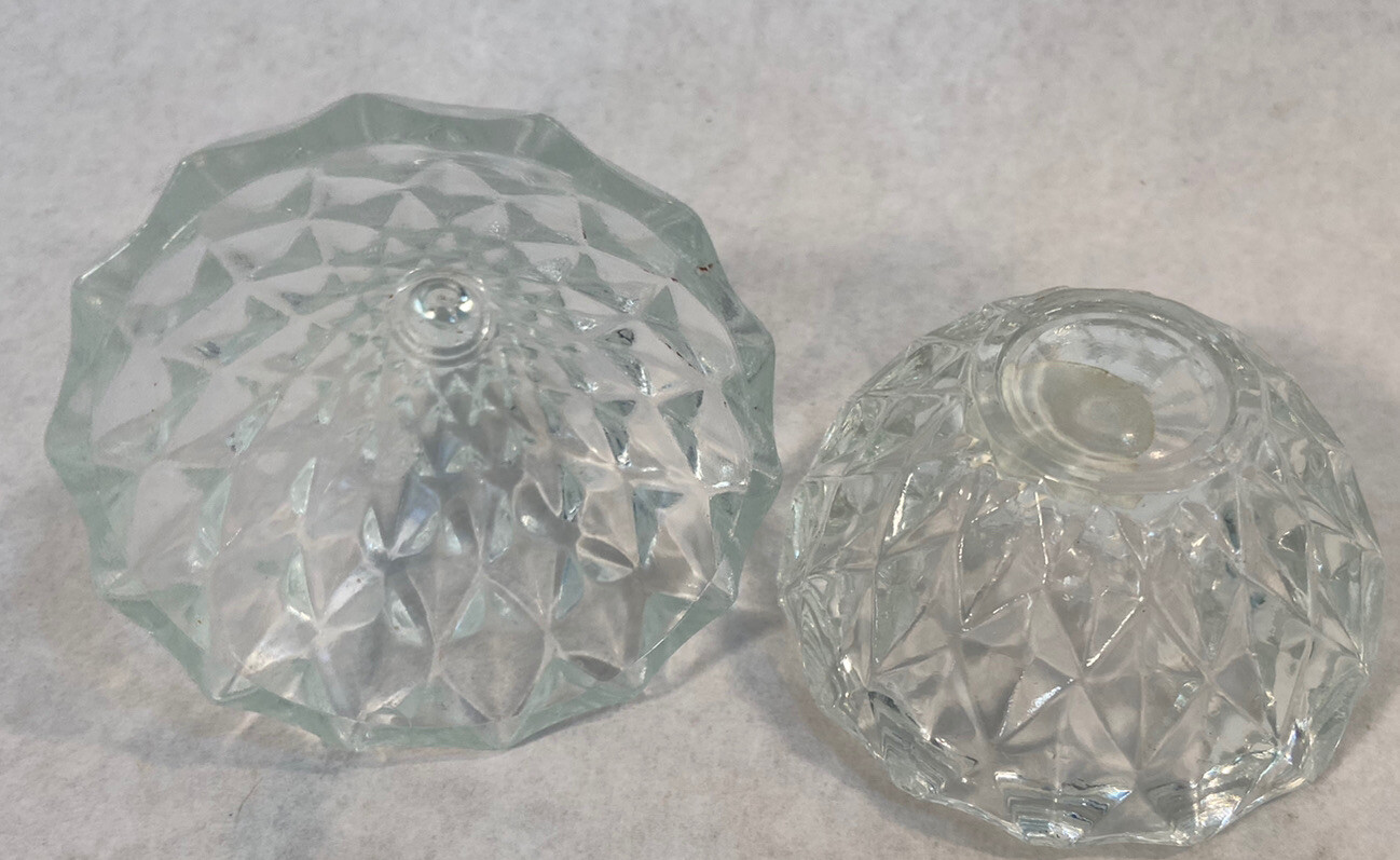 Vintage Romania Lead Crystal Pear Shaped Lidded Trinket Box Diamond Cut ...