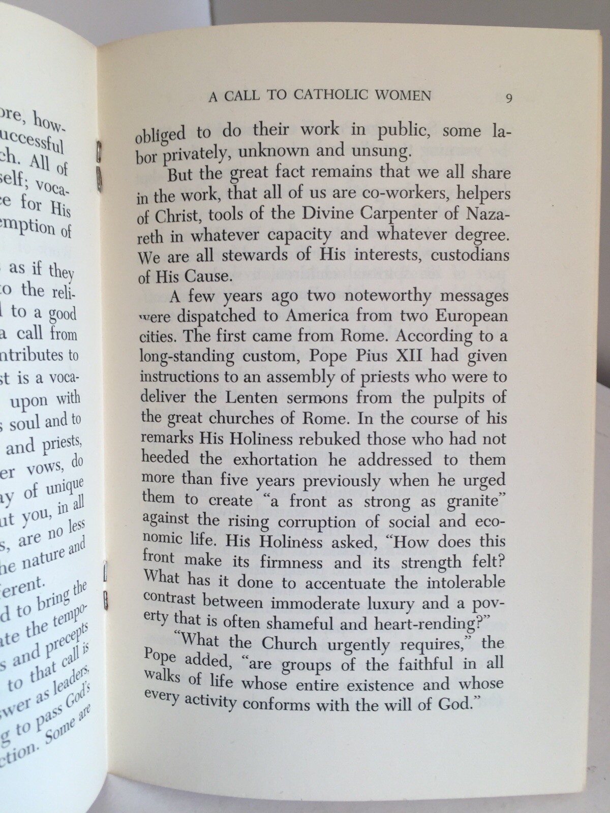 RICHARD CARDINAL CUSHING A Call to Catholic Women, Apostolate of Works ...
