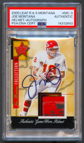 JOE MONTANA 2000 ROOKIES & STARS HELMET RELIC AUTO AUTOGRAPH /25 PSA ...
