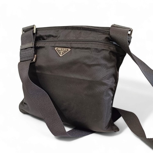 Prada Nylon Shoulder Bag Sacoche Black Diagonal Hanging Black Pochette ...