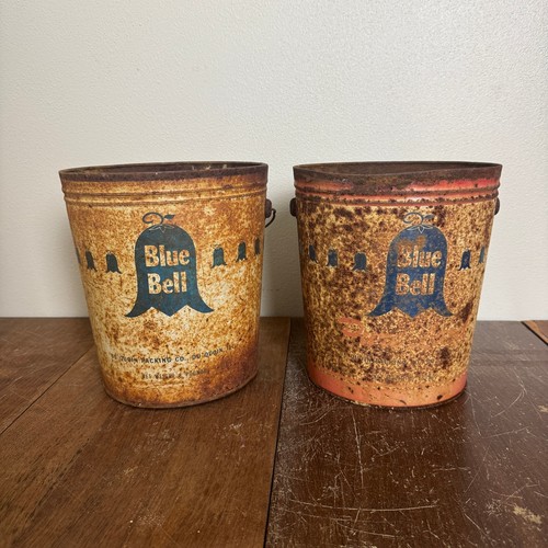 Blue Bell Lard DuQuoin Packing Company RUSTY Buckets (2) Rustic Decor ...