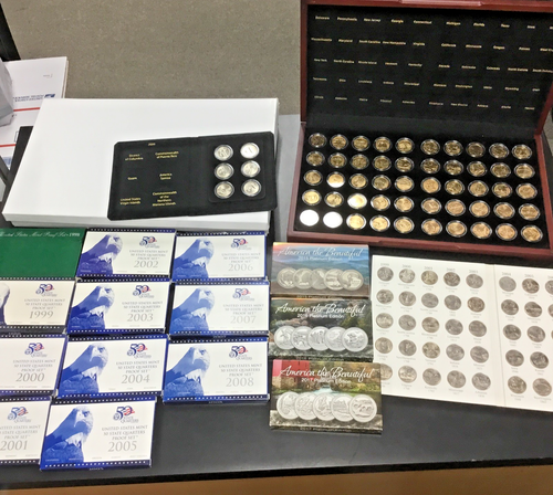 1999-2008 50-State Quarters Box Set Gold + 1998-2008S Proof & Folder 99 ...