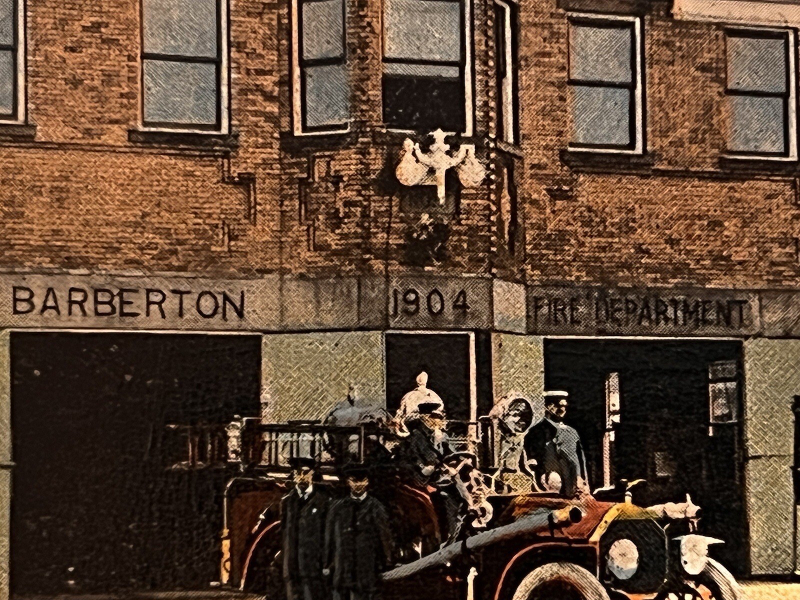 1920 FIRE DEPARTMENT Postcard BARBERTON, OHIO OH Old FIRE TRUCKS, FIRE ...