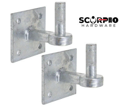 Heavy Duty Hook on Plates Gate Pins 19mm Square Plates 4"x4" Adjustable ...