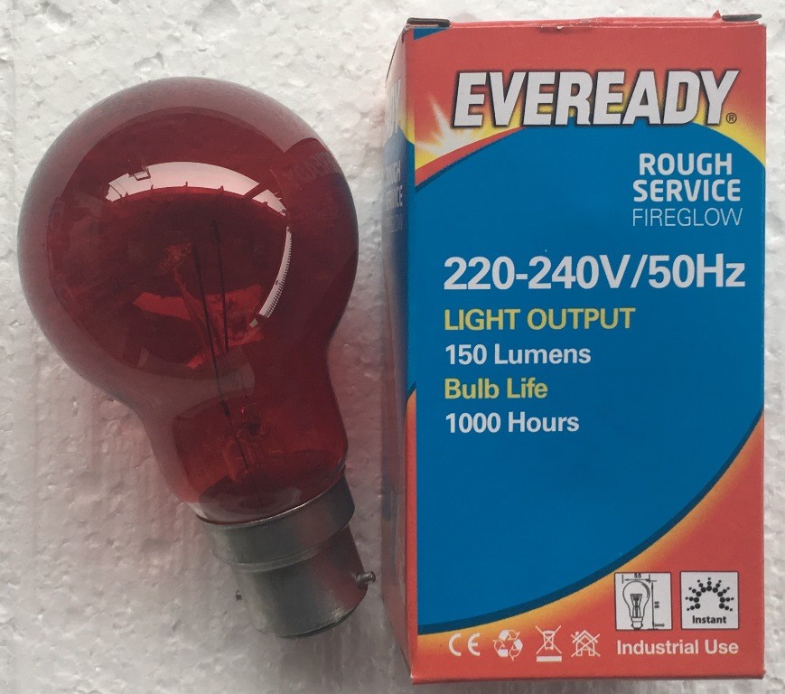 Pack of 4 Eveready Bulbs 40W BC Red Fire Glow Flame GLS Type (G3) | eBay UK