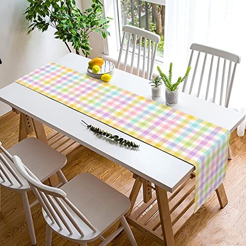 Linen Spring Easter Buffalo Check Plaid Table Runner 90 Inches Long ...