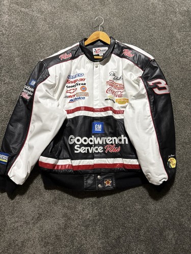 DALE EARNHARDT LEATHER JACKET NASCAR WHITE BLACK CHASE JH DESIGN USA ...