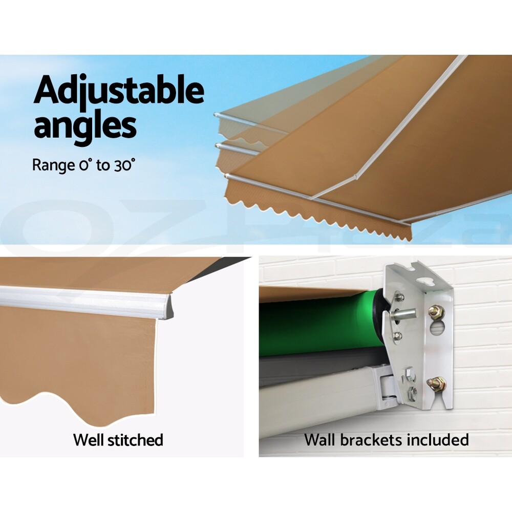 Instahut Folding Arm Motorized Outdoor Awning 4x2.5m 4x3m Retractable ...