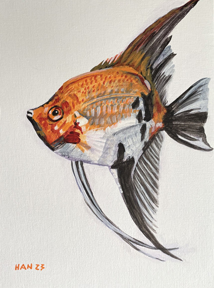 Koi Angelfish 1, Fish Tank, Nature, Original Acrylic Painting, Art ...