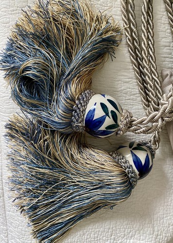 Set Of 2 Decorative LG Ceramic Bead Curtain/Drape Tassel Twisted Cord ...