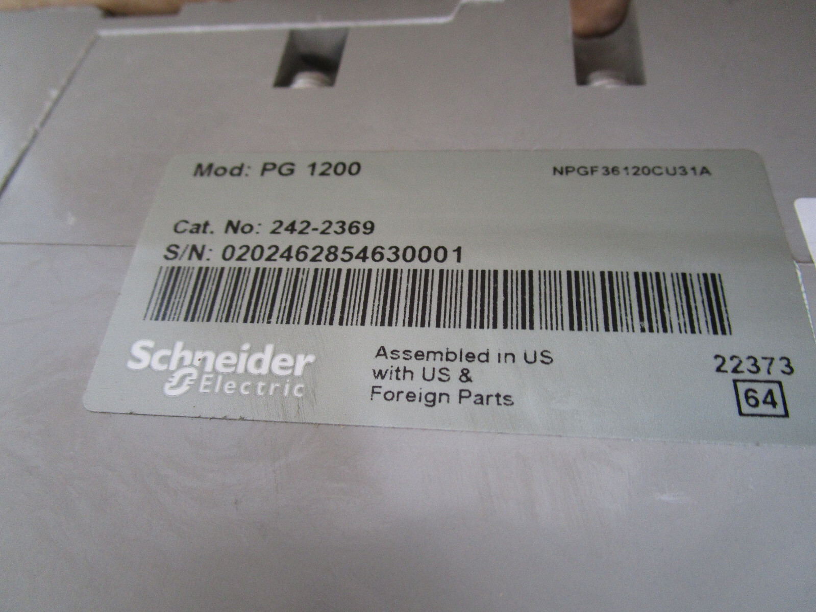 Schnieder PG 1200 1200A PowerPact Circuit Breaker Micrologic 3.0 242 ...