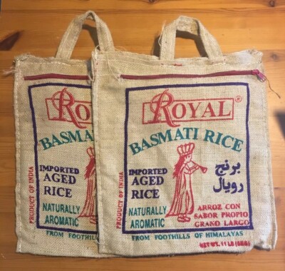 (2) Royal Basmati Rice Tote Bag with Zip Closure for 11 lb Capacity Ea ...