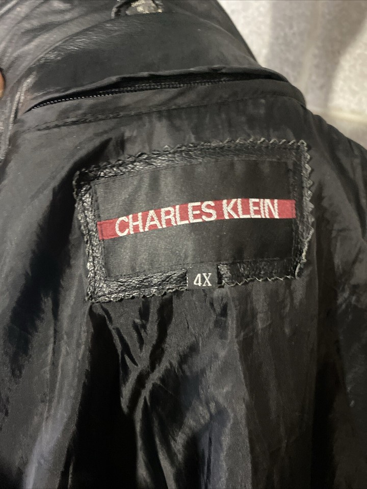 Charles Klein Leather Jacket Men Size 4X Black Zip Up | eBay