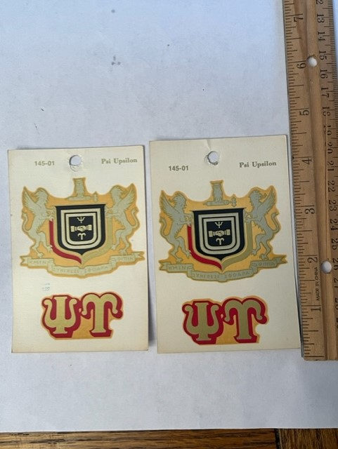 Set of 2 Psi Upsilon Water Applied Decals Crest/Letters Inside/Outside ...