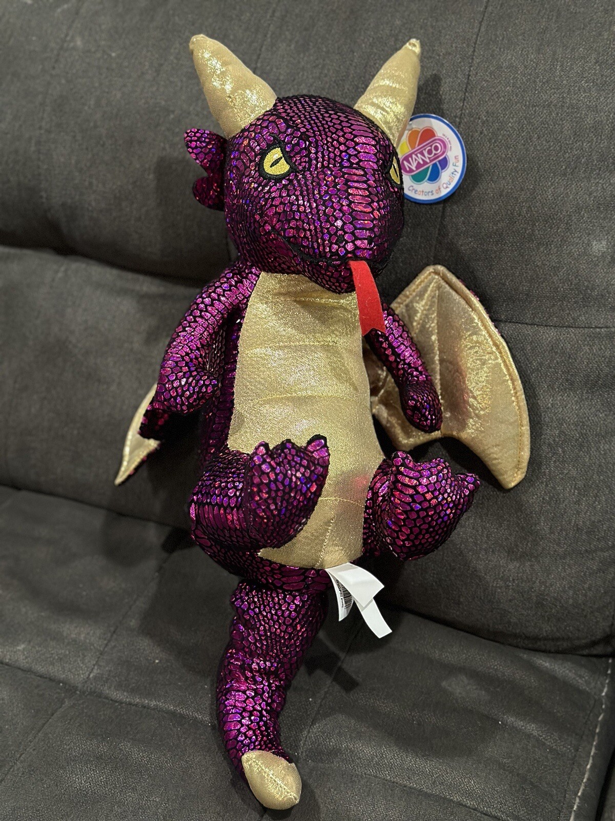 Nanco Plush Pink Flying Dragon Metallic Tongue Wing Stuffed Animal | eBay