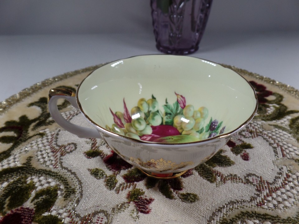 Vintage Royal Grafton Yellow Fruit Pattern Bone China Teacup and Saucer ...