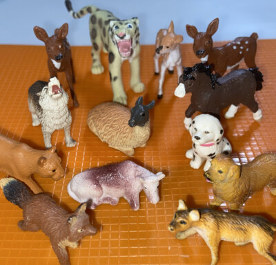 Lot 13 Safari AAA Wild Life Rubber Animals Figure Coyote Fox Deer Dog 1 ...