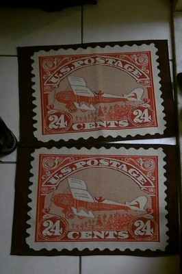Postage Stamp Table Meal Placemat 24 Cents Flying Biplane | eBay