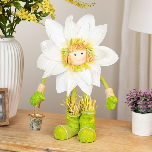 Northlight 17" White Green Yellow Spring Floral Standing Sunflower Girl ...