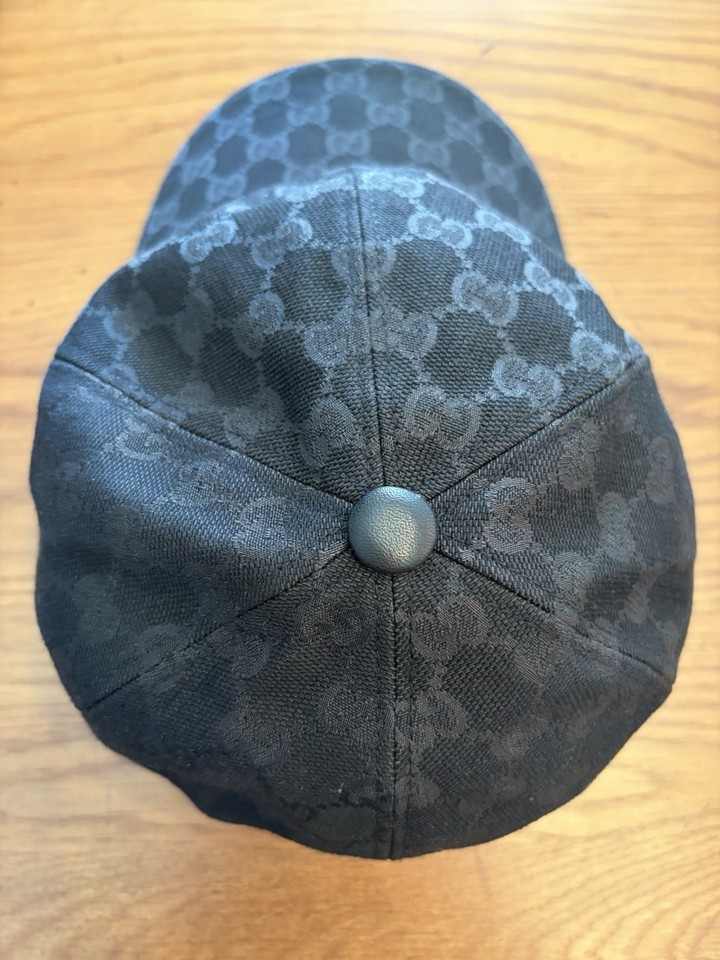 Gucci Black GG Logo Print Baseball Cap Men's Adjustable Size Designer ...