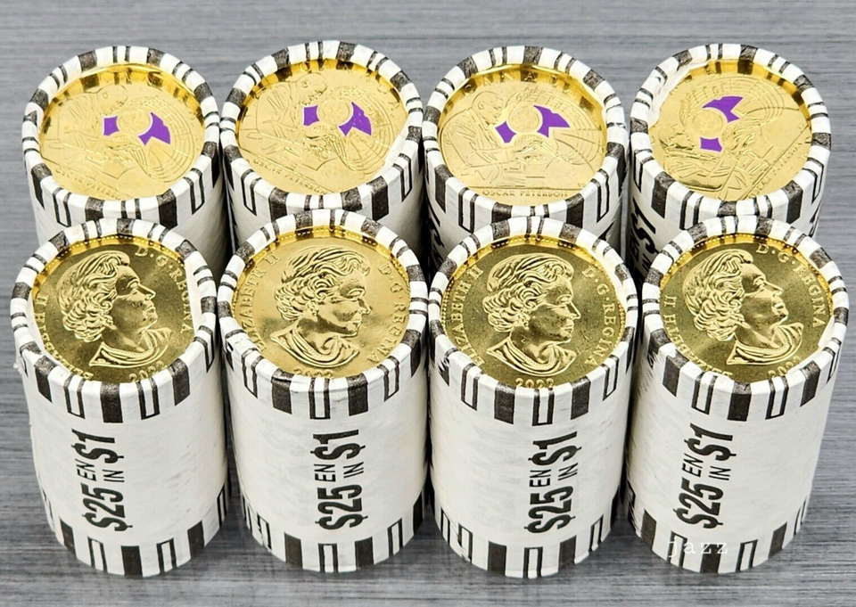 2022 Canada $1.00 Loonie Oscar Peterson Colored Fresh Mint Roll UNC ...
