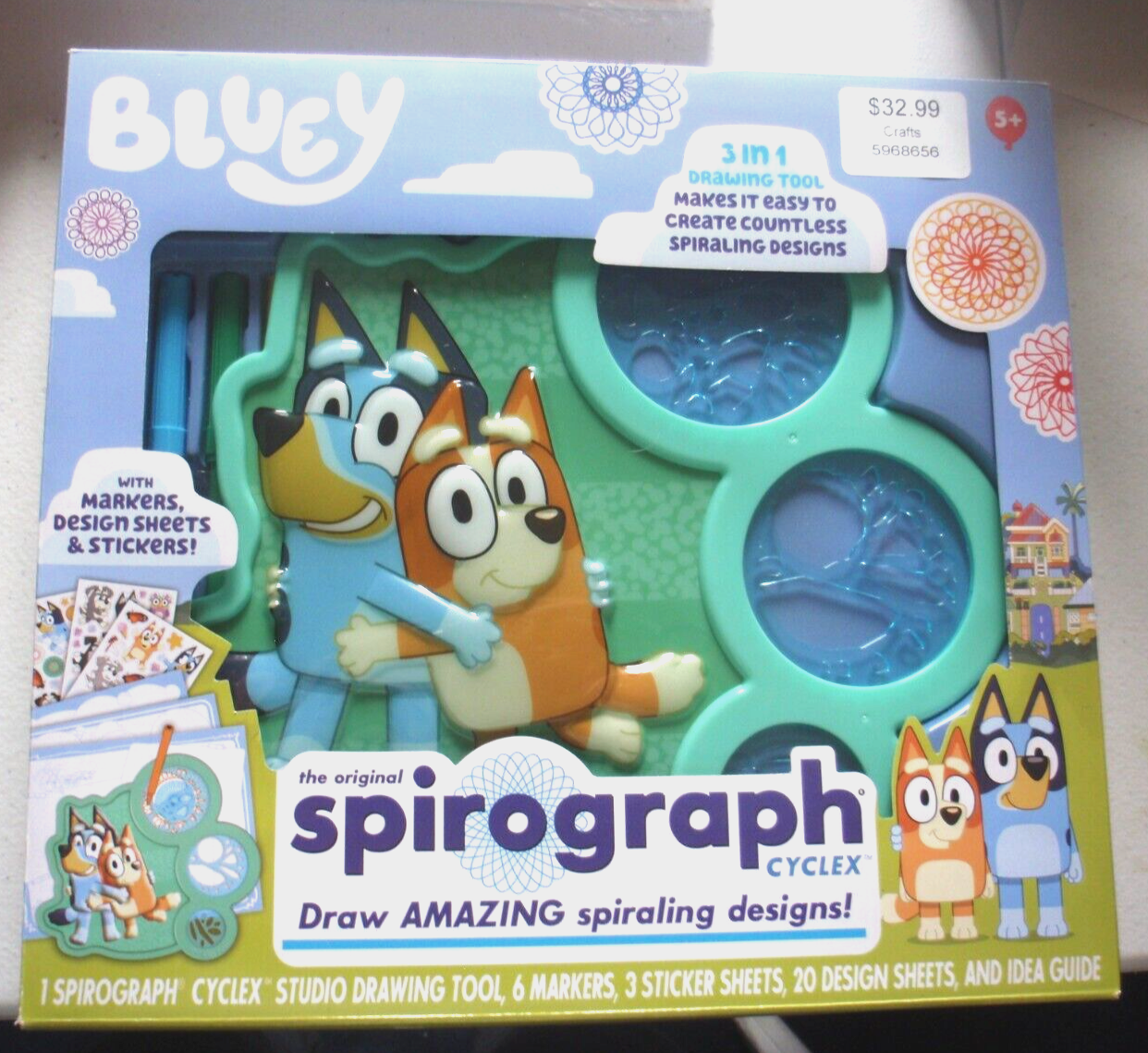 Bluey original Spirograph NEW 3 in 1 drawing tool , markers stickers ...