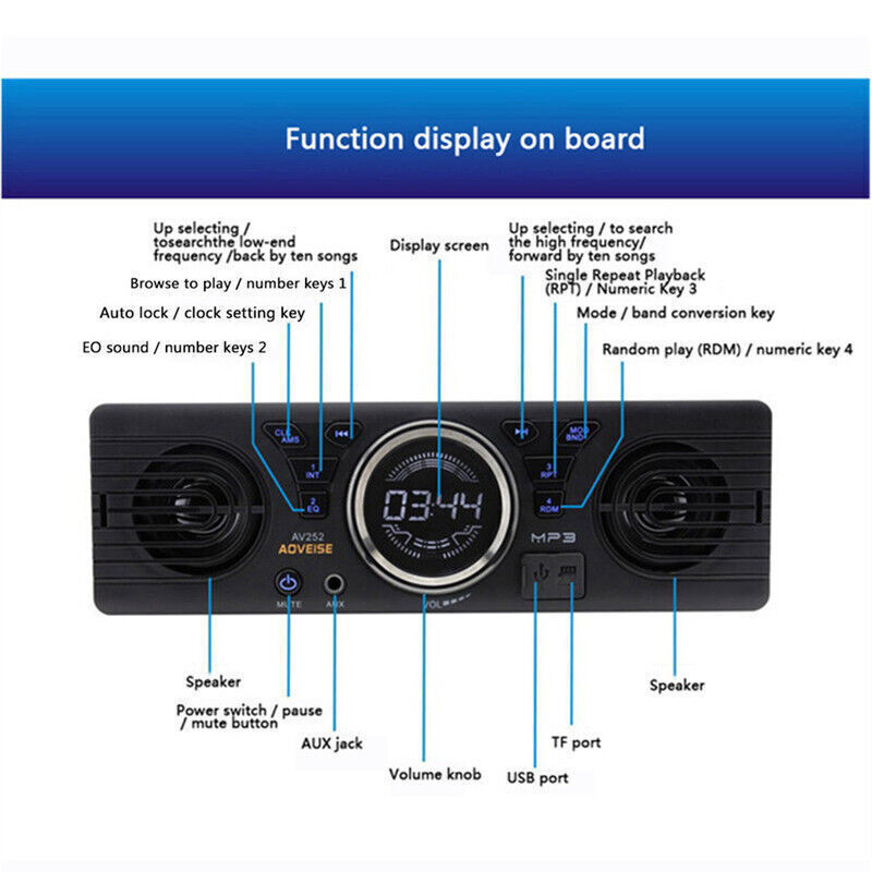 Car Radio Stereo Bluetooth In-Dash MP3 Player FM Built-in 2 Speaker ...