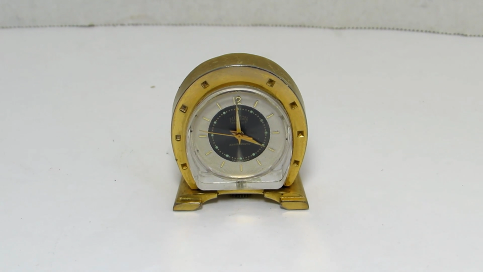 Hilton Horseshoe Jeweled Swiss Made Anti Magnetic Miniature Clock ...