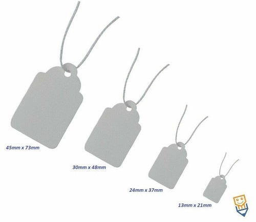 WHITE TIE ON LABELS String STRUNG GIFT JEWELLERY PRICE TAGS Very Small ...
