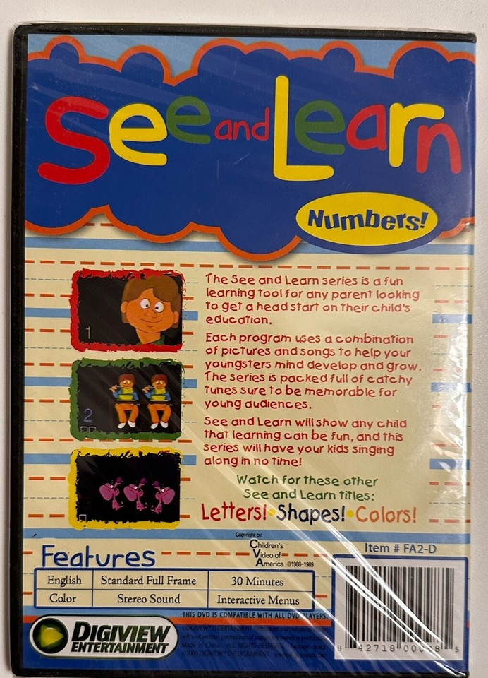 See and Learn Number Sealed DVD Preschool Kindergarten Homeschool Early ...