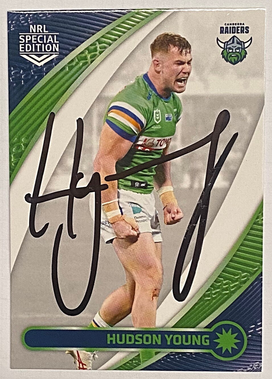 HUDSON YOUNG CANBERRA RAIDERS 2024 BEST & LESS NRL SIGNED CARD | eBay ...