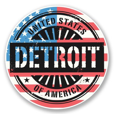 2 x Detroit USA America Vinyl Sticker Laptop Travel Luggage Car #6055Â ...
