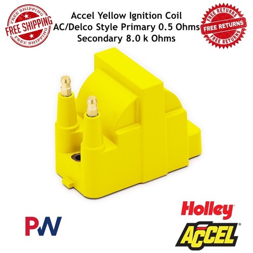 Accel Yellow Ignition Coil AC/Delco Style Primary 0.5 Ohms Secondary 8. ...