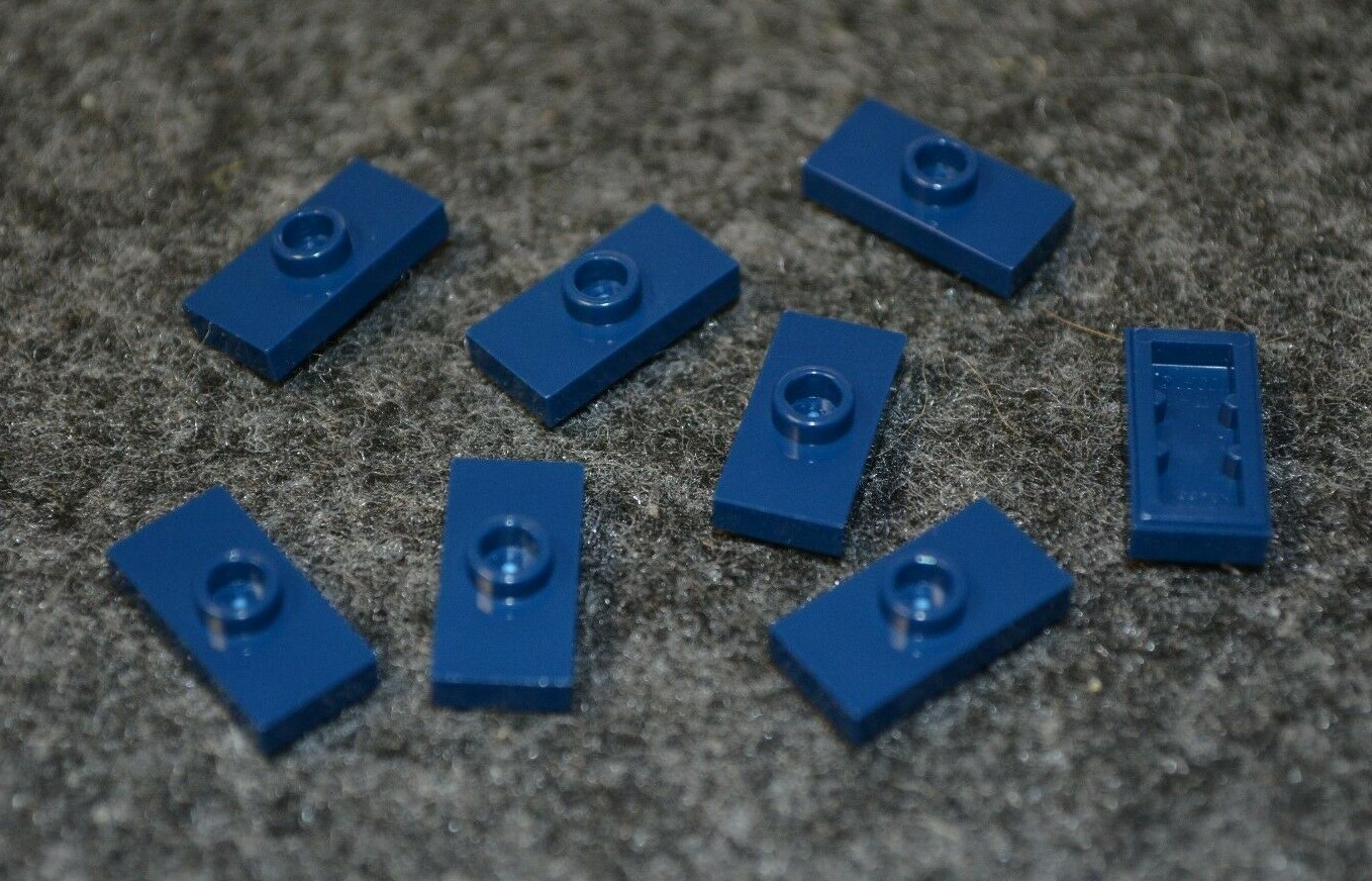 (8) 1x2 Dark Blue Tile w/ Center Nub / Jumper Bricks ~ New Lego Parts ...