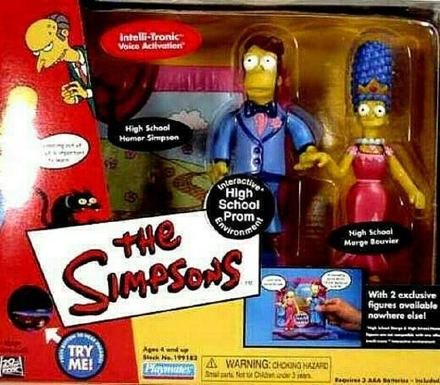 2002 The Simpsons Playmates Homer & Marge High School Prom Batteries ...