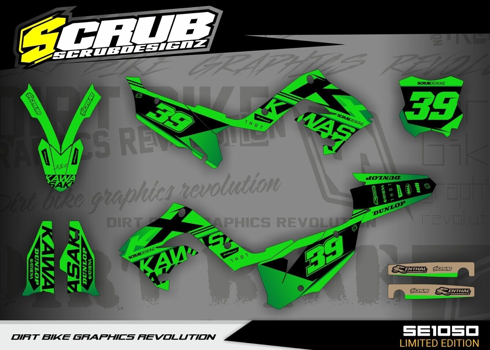 Kawasaki KX125 KX250 2003-2008 POLISPORT RESTYLE Graphics decals ...
