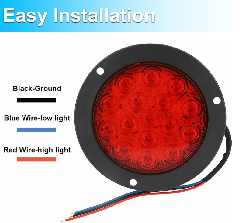 2pcs 16-LED 4"in Round LED Truck Trailer Stop Turn Tail Brake Lights ...