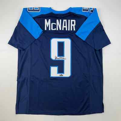 Facsimile Autographed Steve McNair Tennessee Navy Blue Reprint Jersey ...