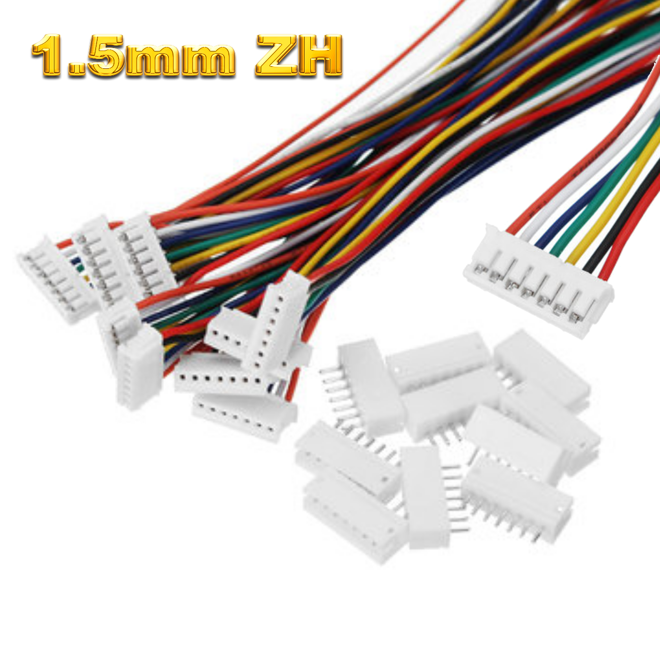 7Pin ZH 1.5mm Mini Micro JST Stecker 15cm Kabel 28AWG +Buchse 7 PIN 1 2 ...