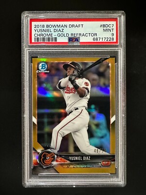 2018 Bowman Draft #BDC7 Yusniel Diaz - Chrome GOLD Refractor /50 - PSA ...