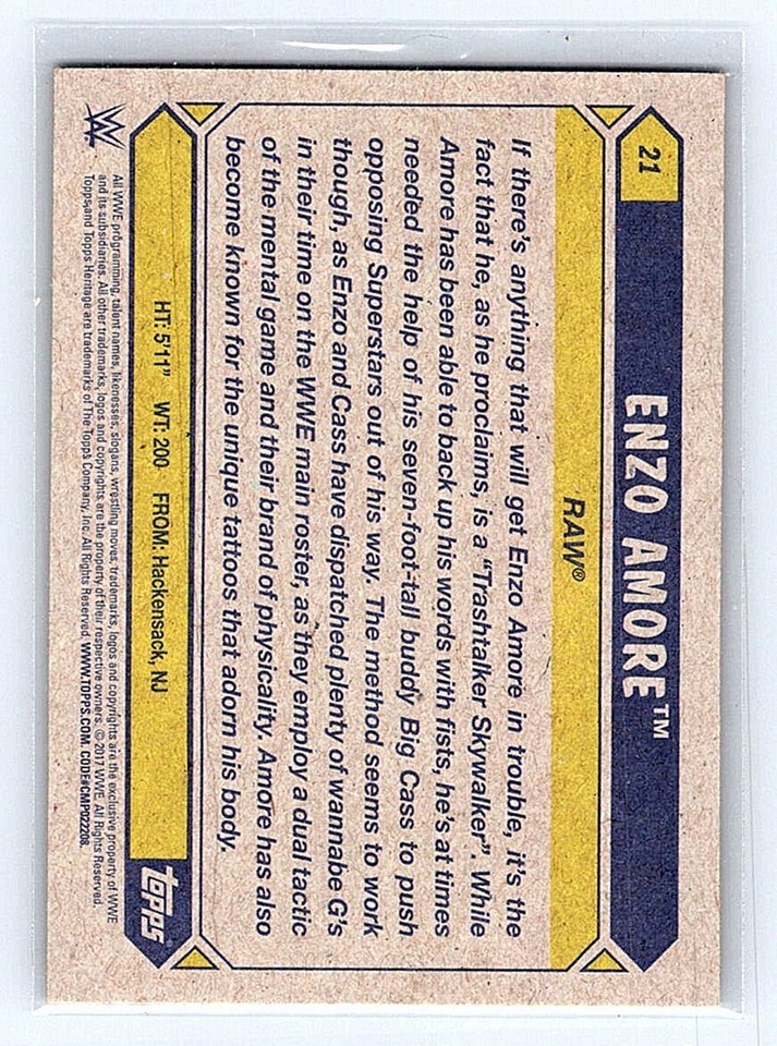 2017 Topps WWE #21 Enzo Amore | eBay