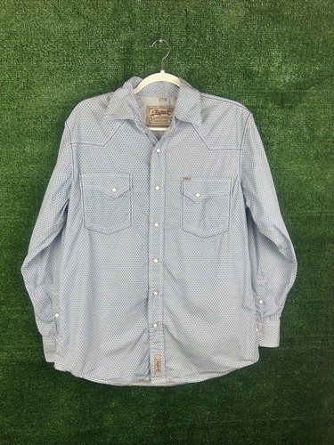 Rafter C Cowboy Collection Western Shirt Men's Medium Blue Pearl Snap ...