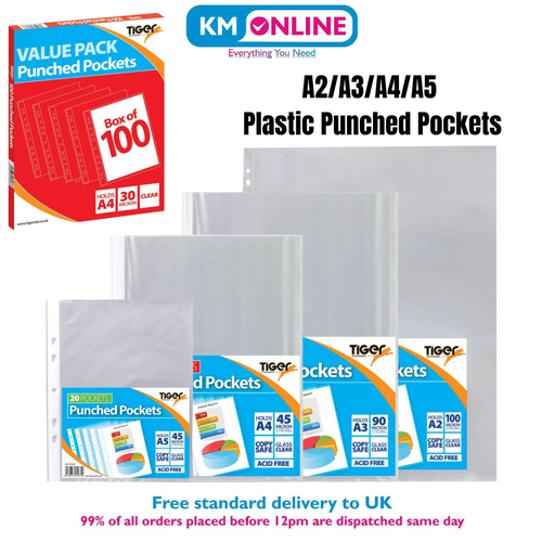 A1 A2 A3 A4 A5 Clear Multi-Punched Pockets Filing Wallets Files ...